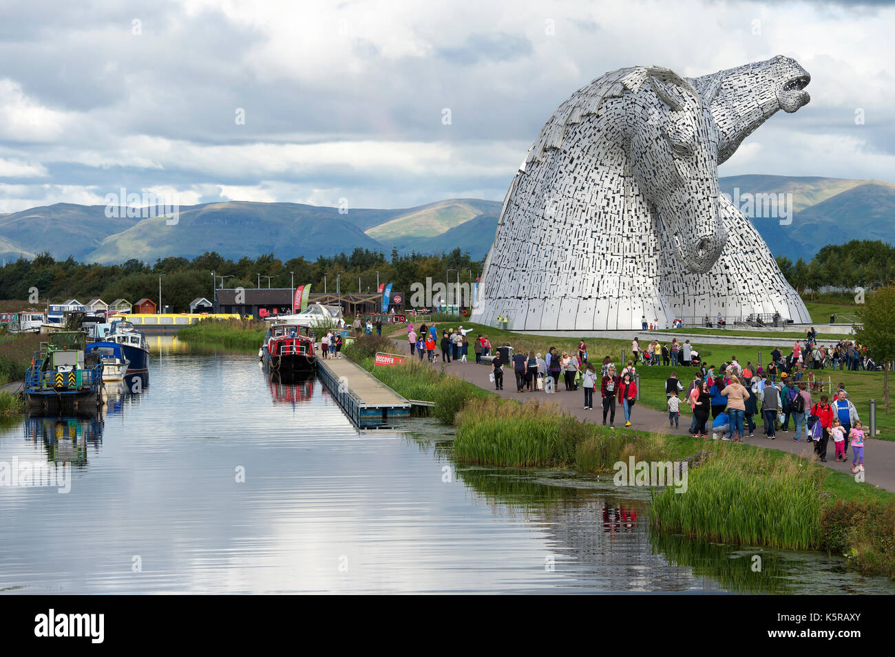 The Kelpies at The Helix Park with the Forth & Clyde canal behind by ...