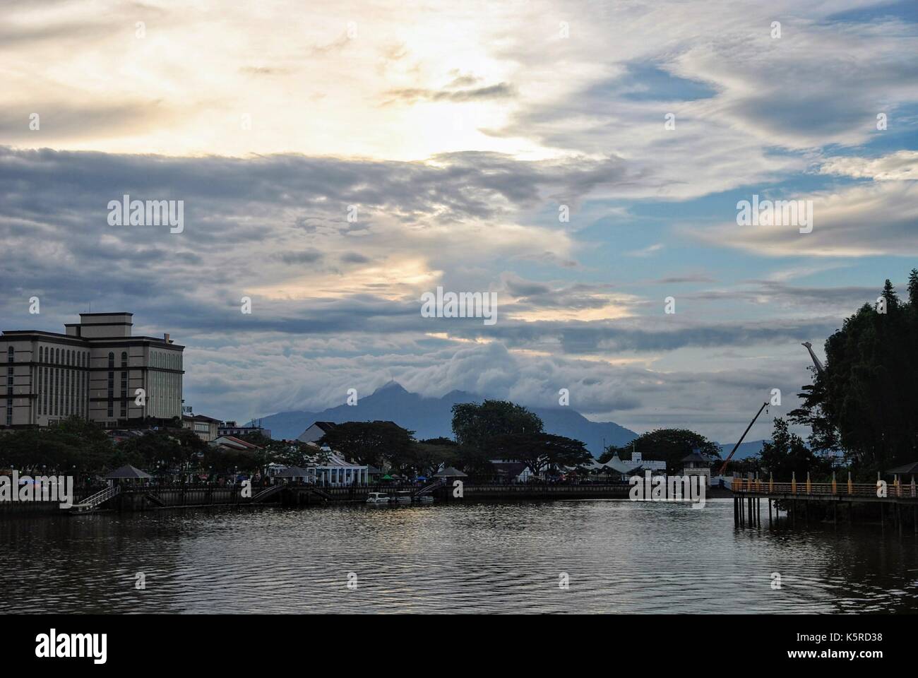 kuching river sunset, borneo, malaysia Stock Photo - Alamy