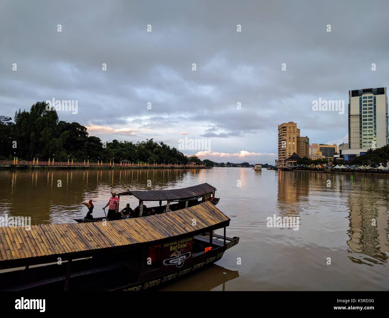 kuching river sunset, borneo, malaysia Stock Photo - Alamy