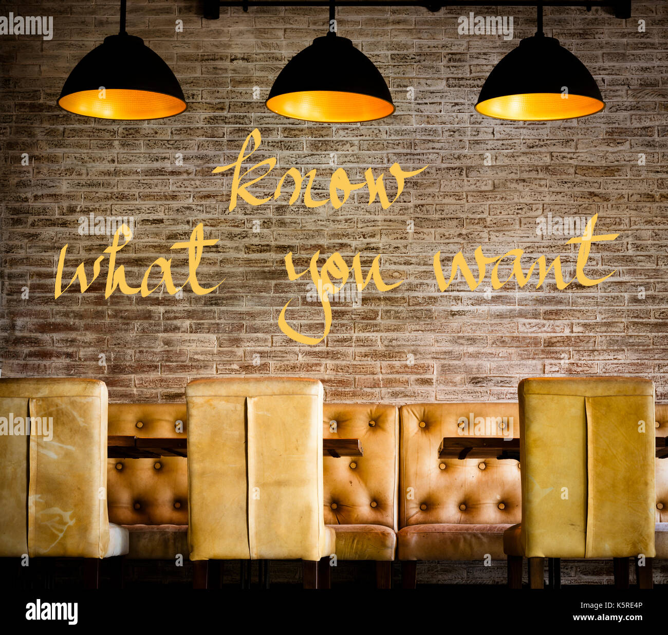 Know What You Want motivational message written on vintage brick wall ...