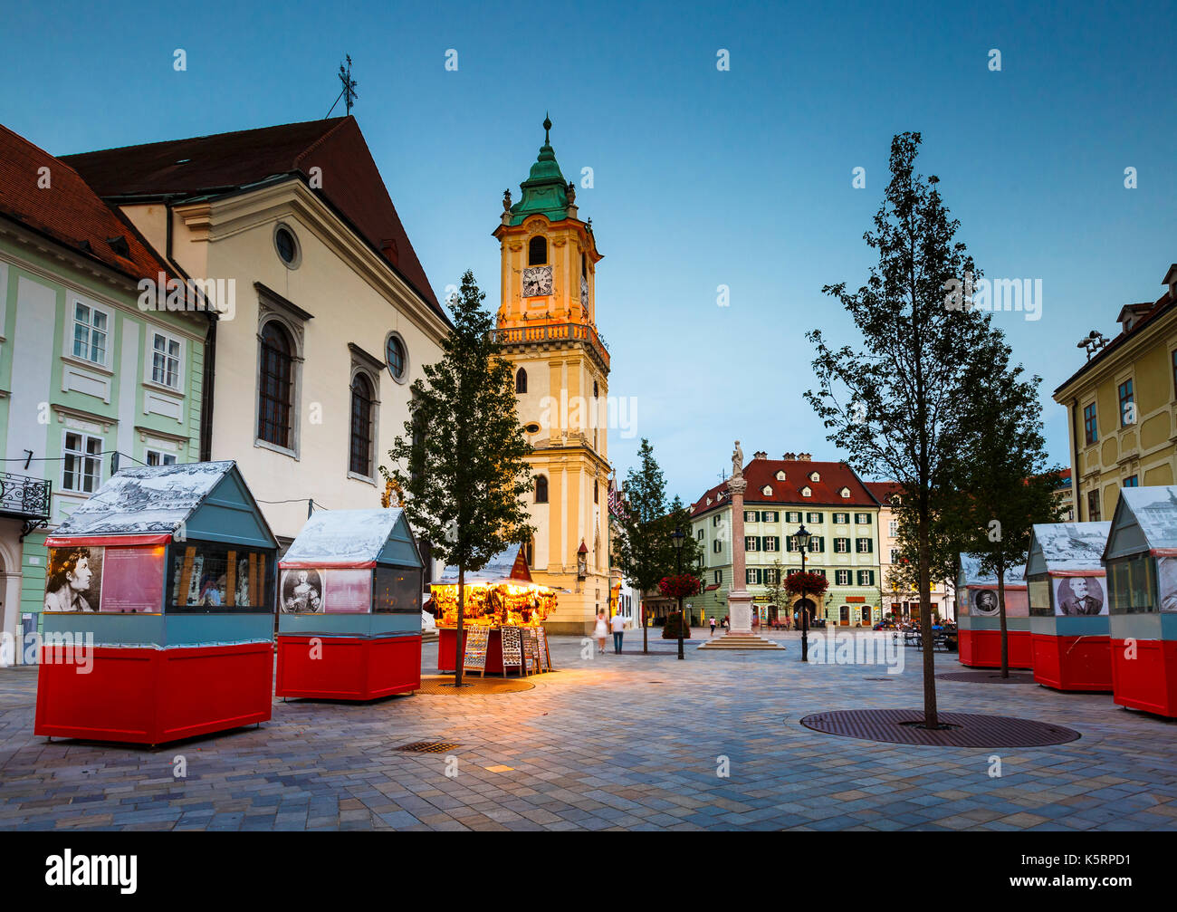 The old town hall in the main square of the old town in Bratislava ...
