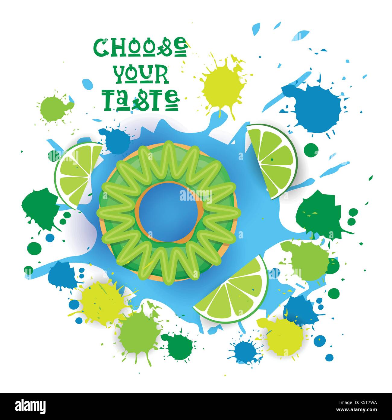 Donut Lime Colorful Dessert Icon Choose Your Taste Cafe Poster Stock ...
