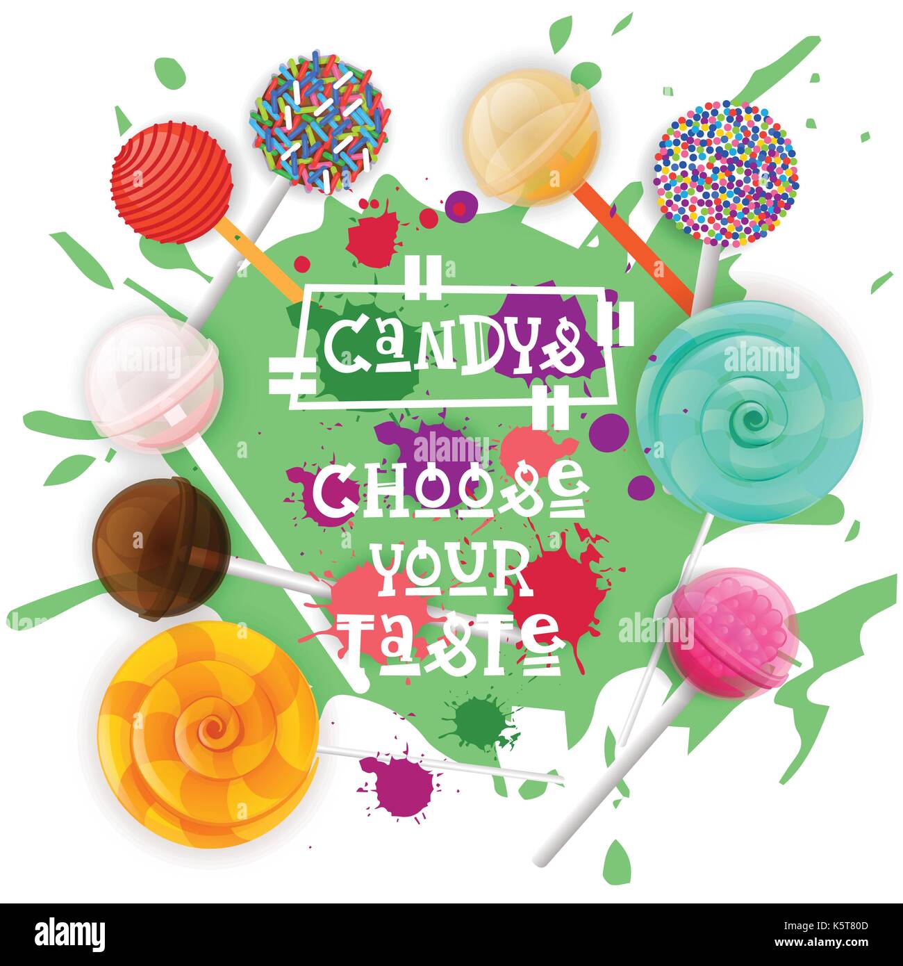 Candys Lolly Dessert Colorful Icon Choose Your Taste Cafe Poster Stock ...