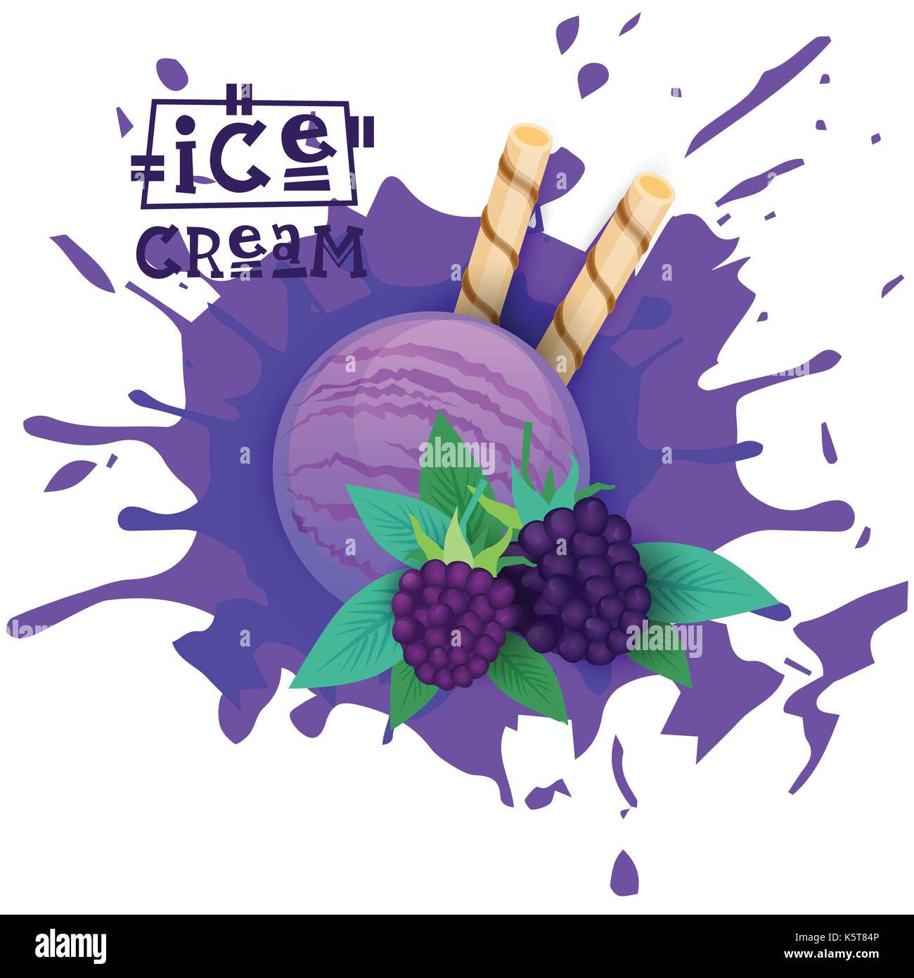Blackberry ice cream milk Stock Vector Images - Alamy