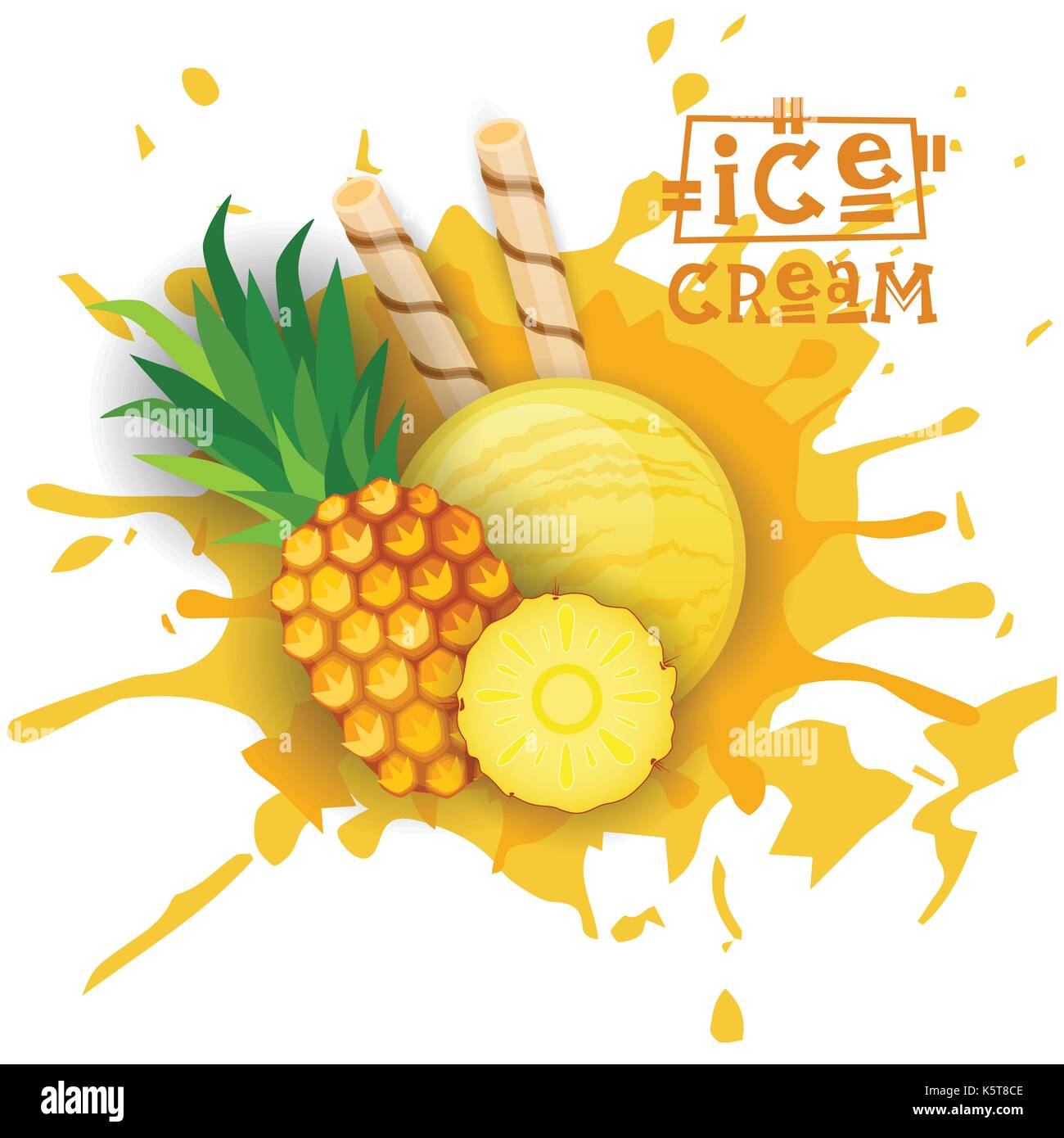Ice Cream Pineapple Ball Fruit Dessert Choose Your Taste Cafe Poster ...