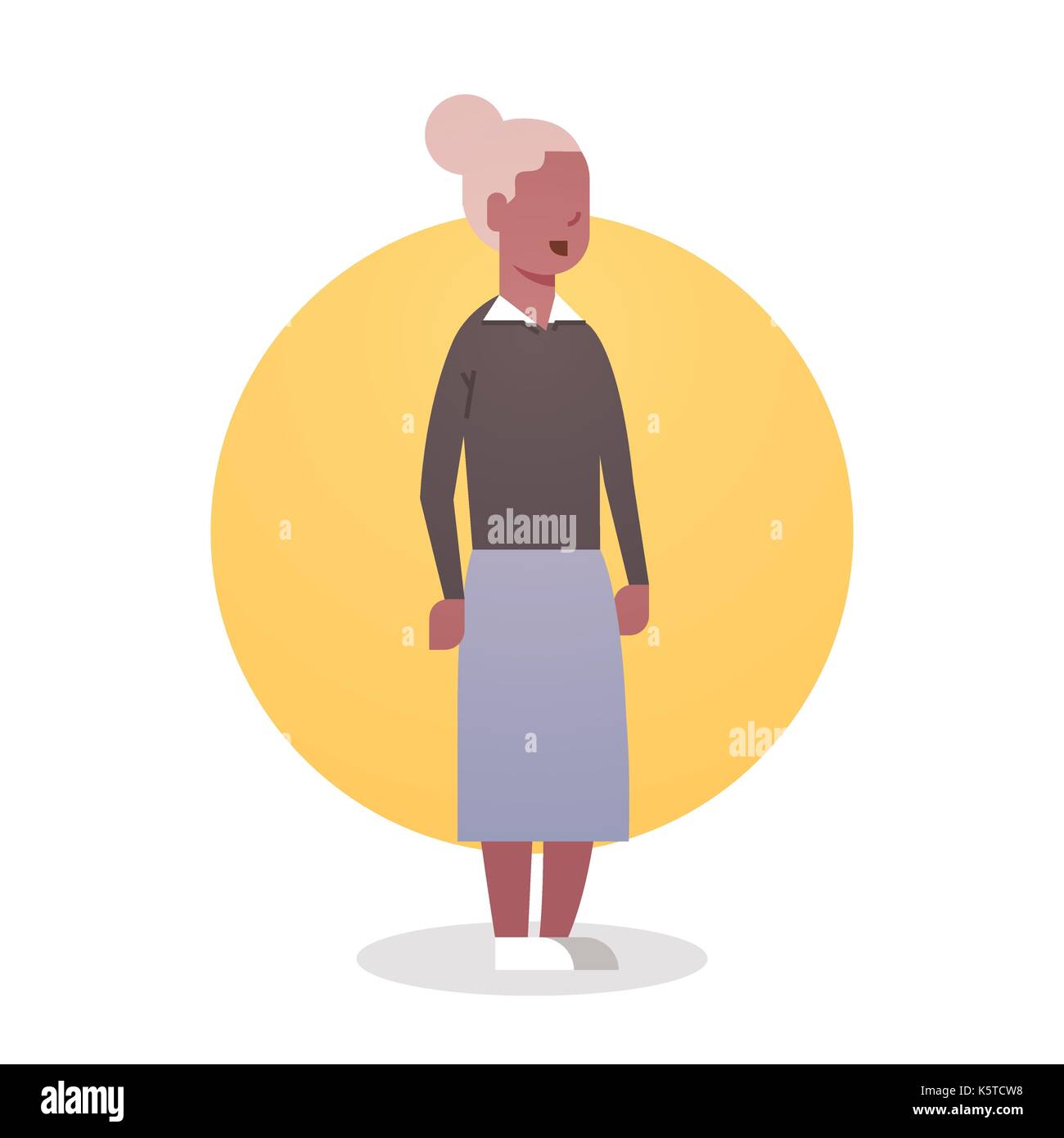 Senior Woman African American Grandmother Gray Hair Female Icon Full ...