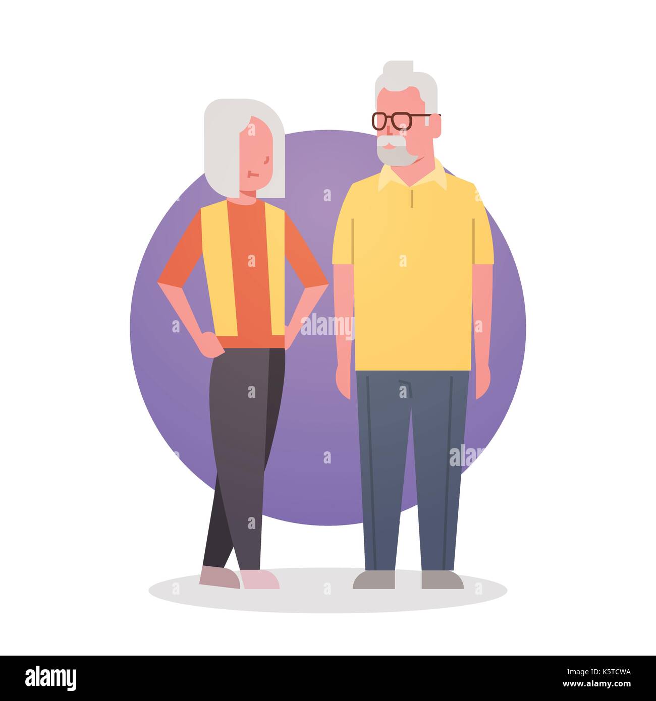 Senior Man And Woman Couple Grandmother And Grandfathr Gray Hair Icon ...