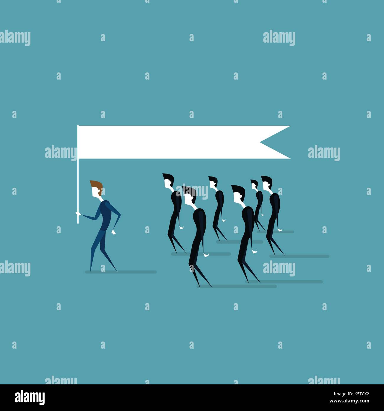 Group people leader holding flag Stock Vector Images - Alamy