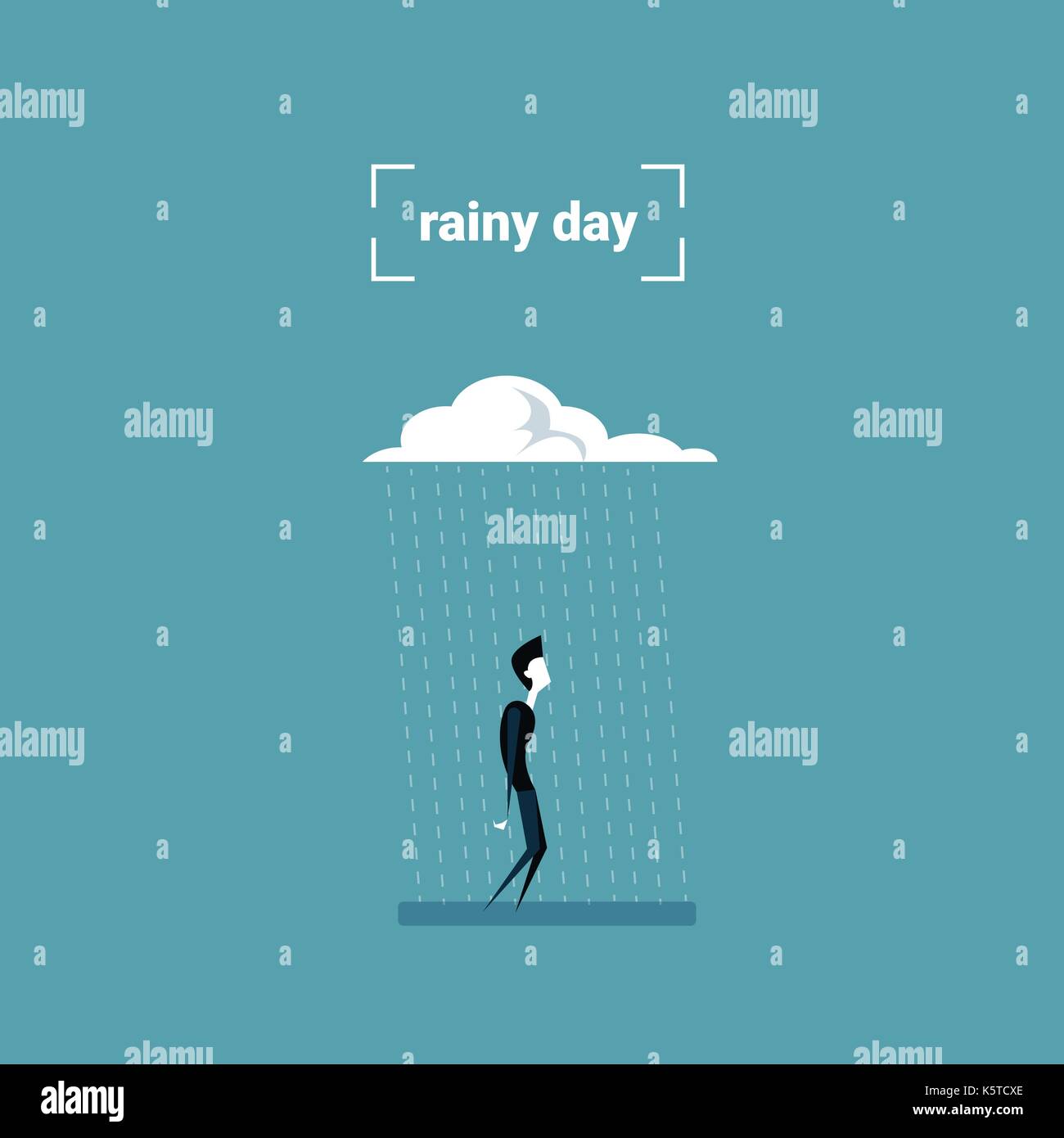 Business Man Standing Under Rain Cloud Rainy Day Problem Concept Stock ...