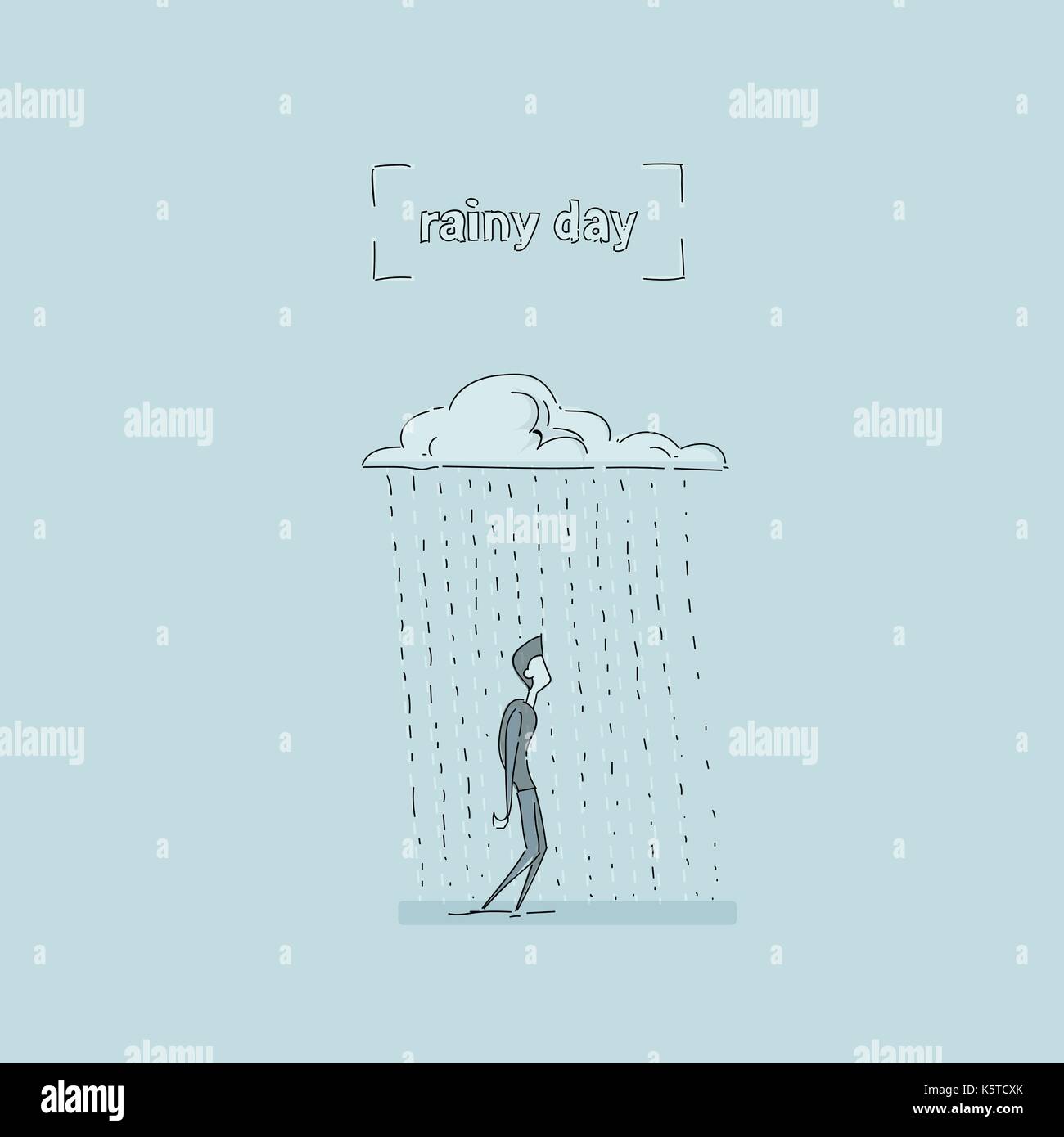 Business Man Standing Under Rain Cloud Rainy Day Problem Concept Stock ...