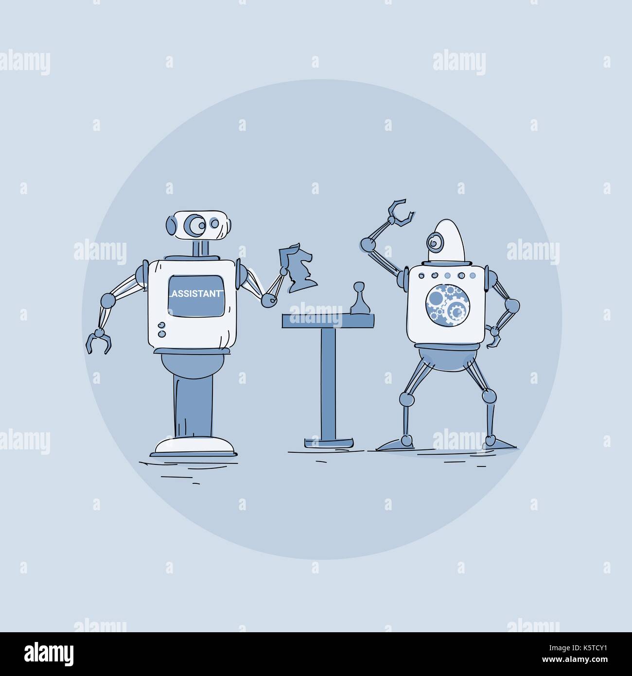 Modern Robots Playing Chess Icon, Futuristic Artificial Intelligence ... Modern Robots Playing Chess Icon, Futuristic Artificial Intelligence ...