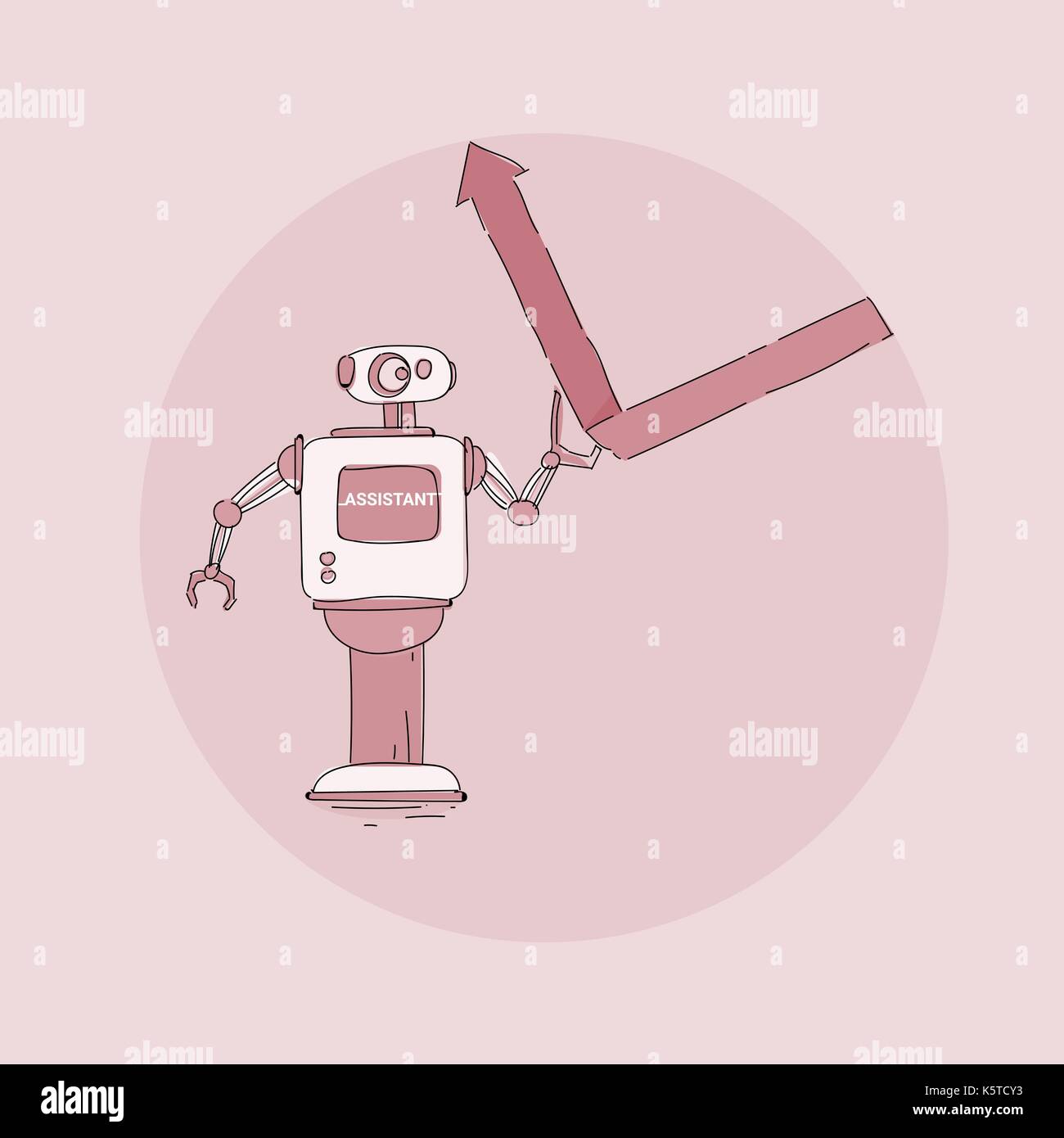 Modern Robot Putting Financial Graph Arrow Up Icon, Futuristic ...