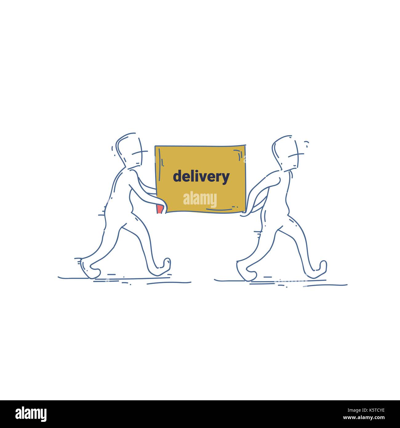 Two Courier Man Carry Box Delivery Service Doodle Stock Vector Image ...