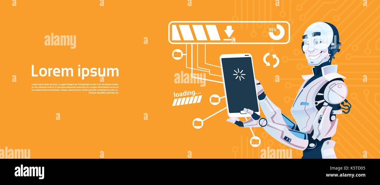 Modern Robot Using Cell Smart Phone, Futuristic Artificial Intelligence ...