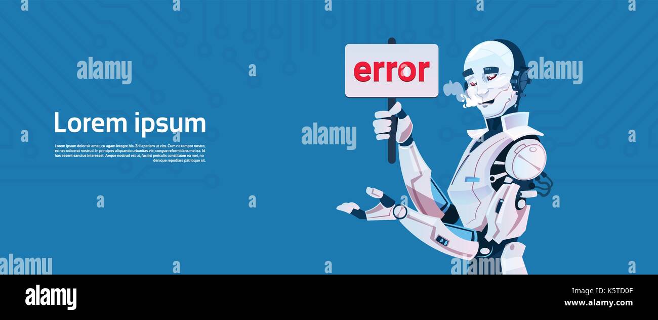 Modern Robot Show Error Message, Futuristic Artificial Intelligence ...