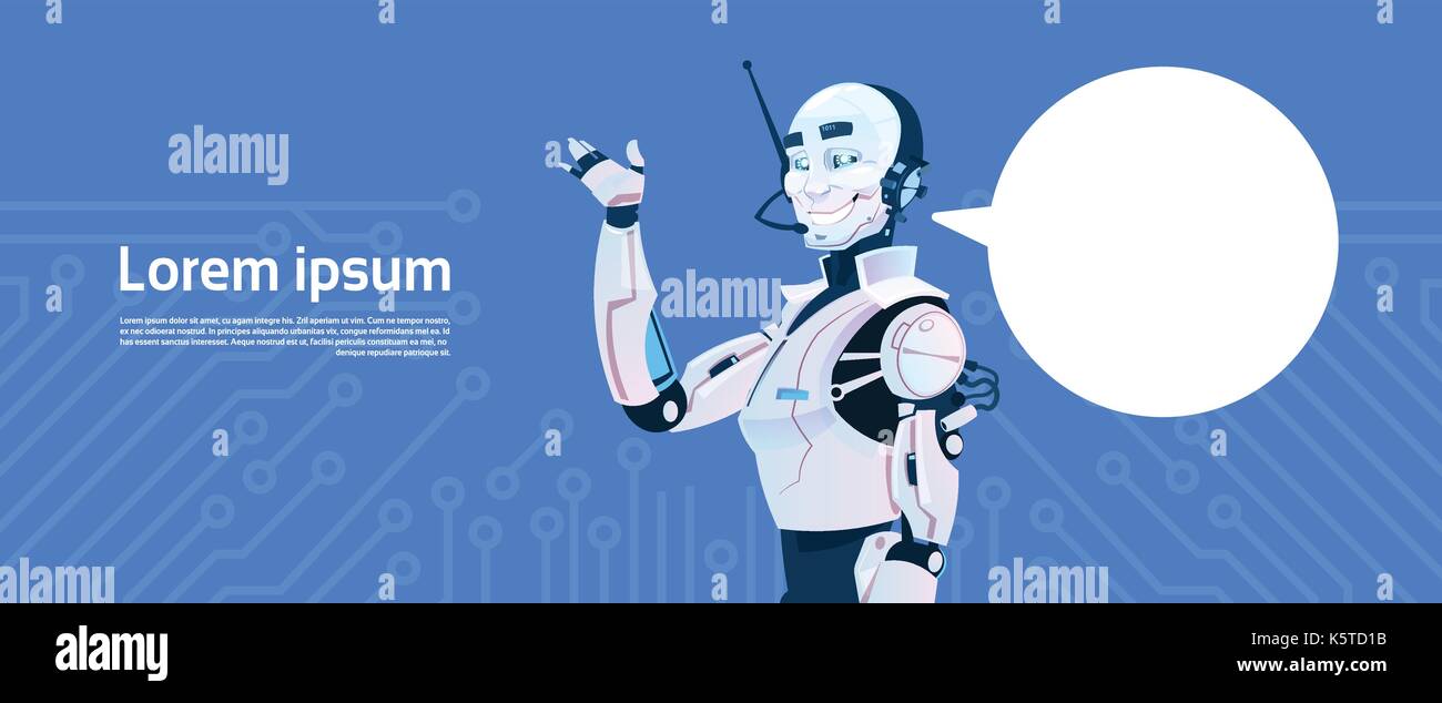 Modern Robot With Chat Bubble, Futuristic Artificial Intelligence ...