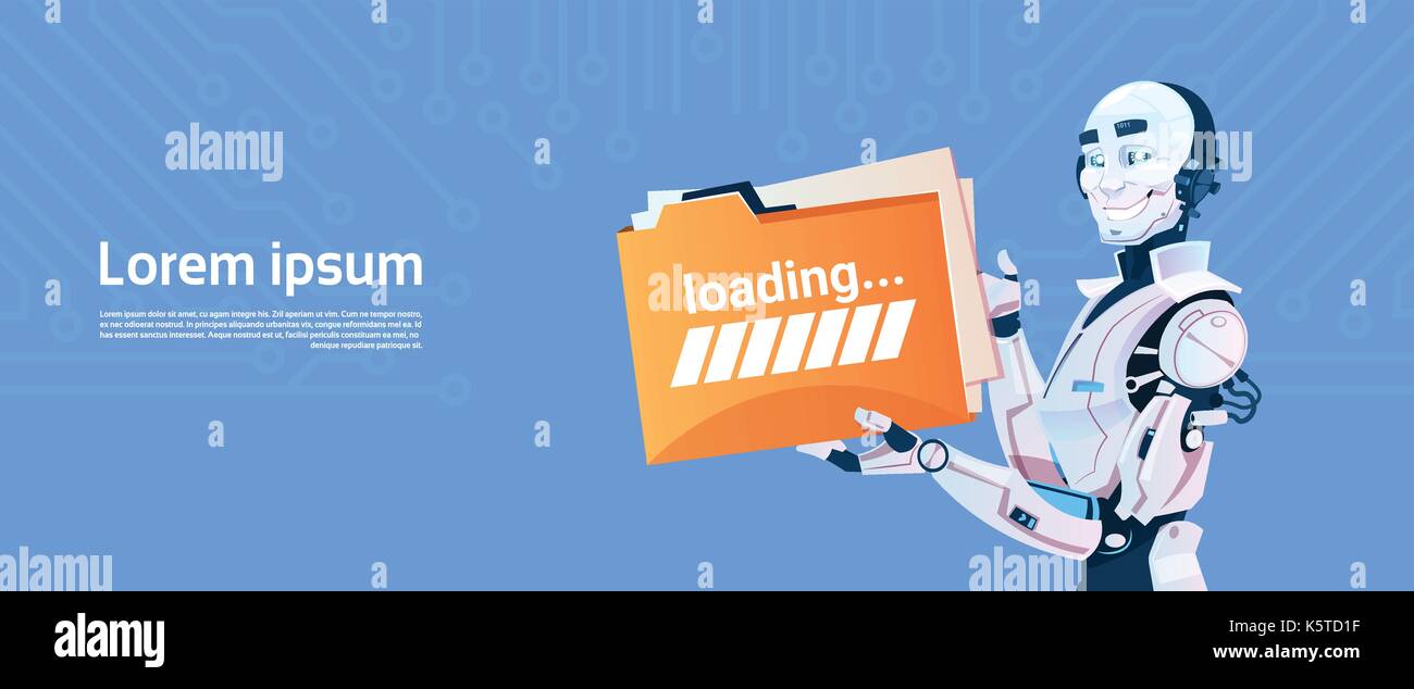 Modern Robot Hold Loading File Folder, Futuristic Artificial ...