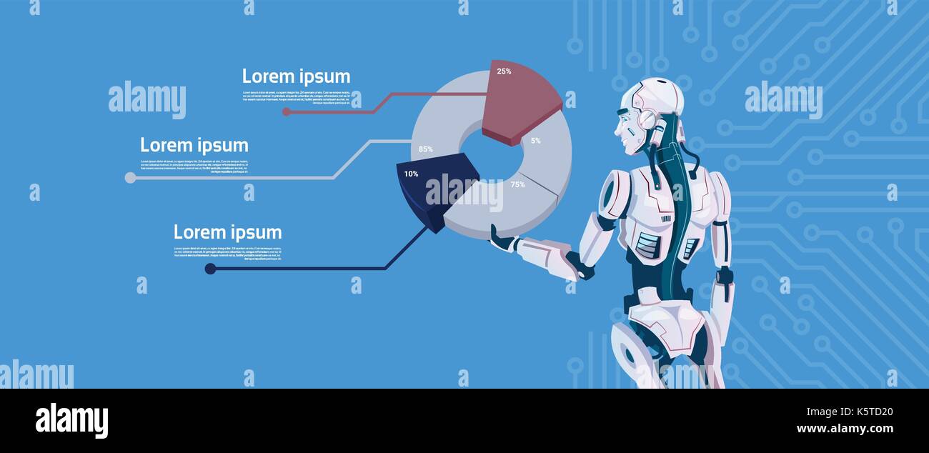 Modern Robot Hold Graphic Diagram, Futuristic Artificial Intelligence ...