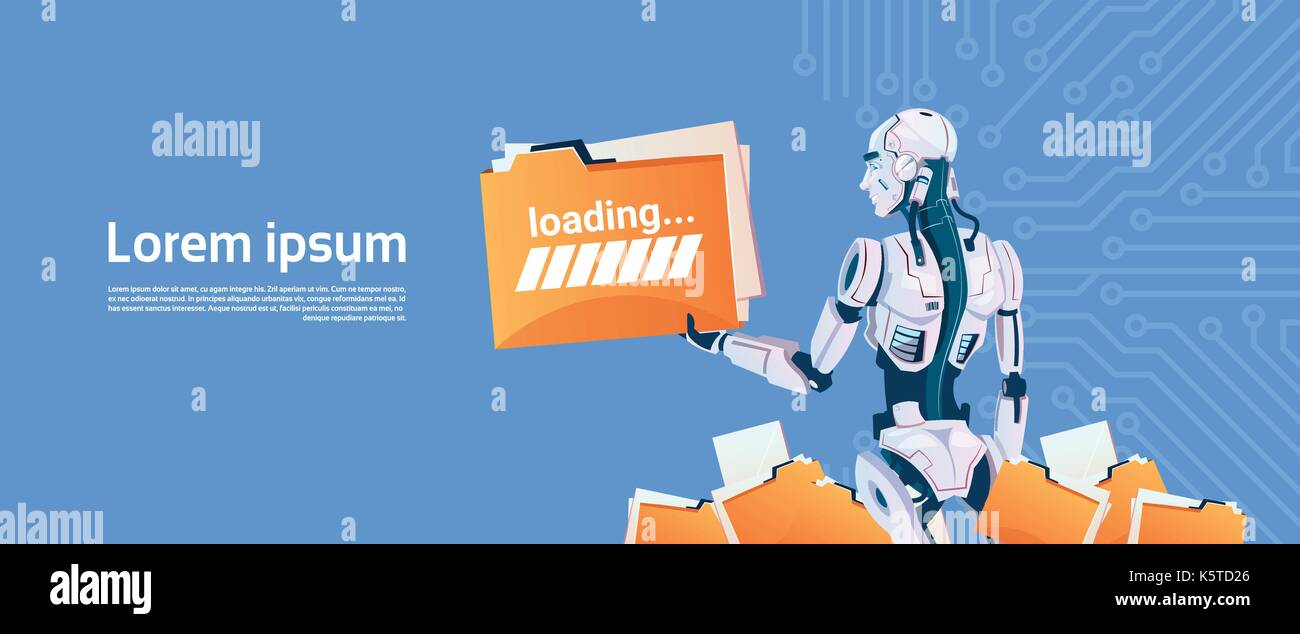 Modern Robot Hold Loading File Folder, Futuristic Artificial ...