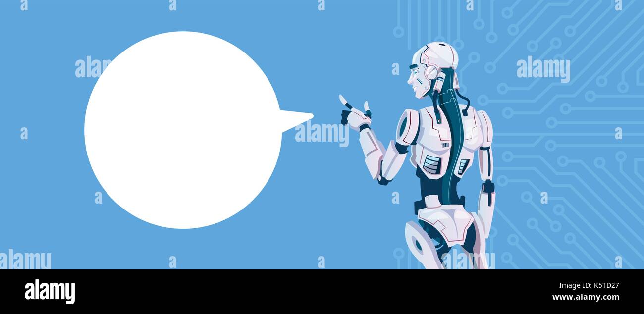 Modern Robot With Chat Bubble, Futuristic Artificial Intelligence ...