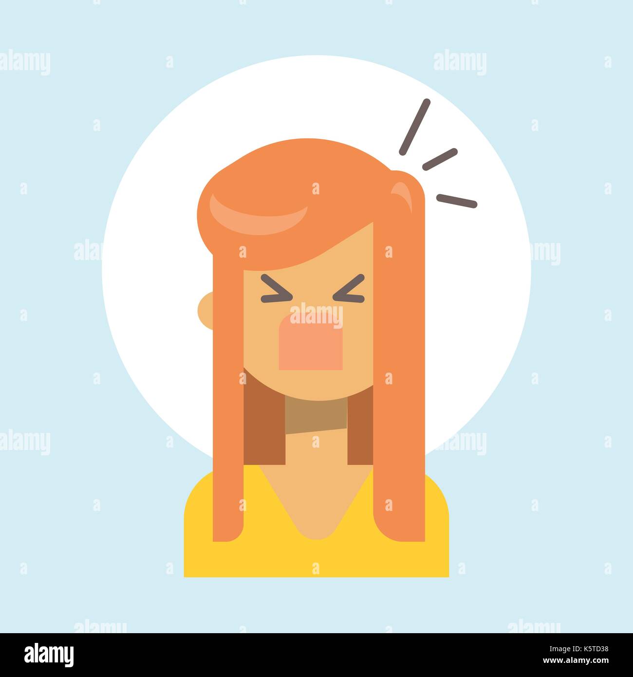 Female Screaming Emotion Profile Icon, Woman Cartoon Portrait Face ...