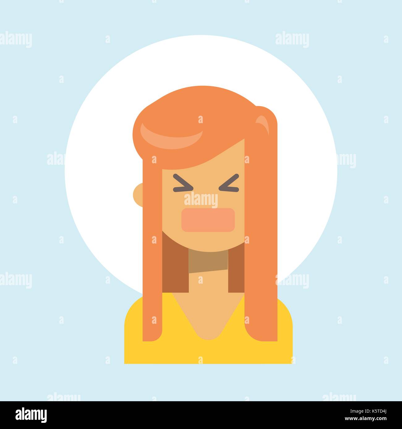 Female Screaming Emotion Profile Icon, Woman Cartoon Portrait Face ...