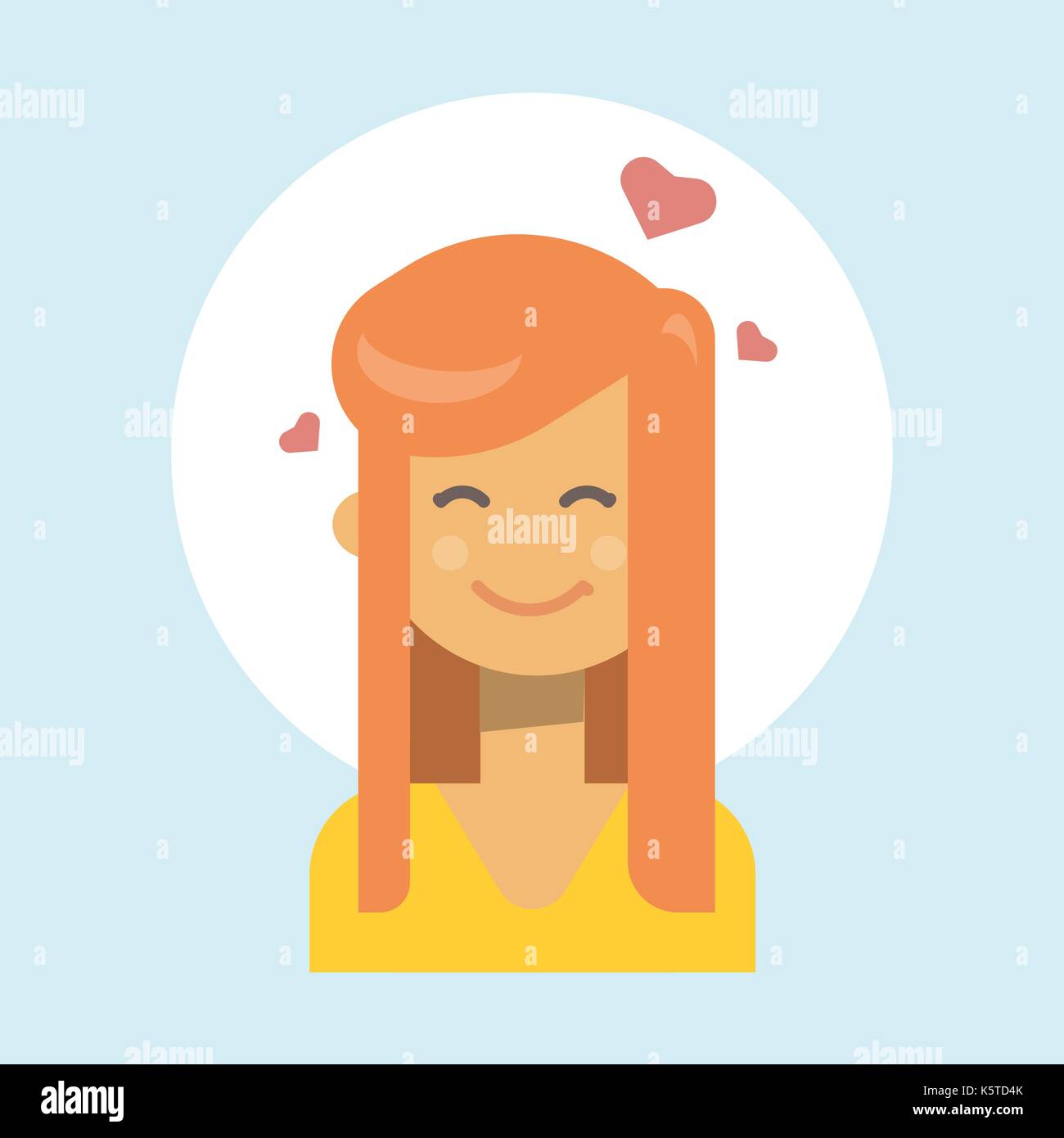 Female Emotion Profile Icon, Woman Cartoon Portrait Happy Smiling Face ...