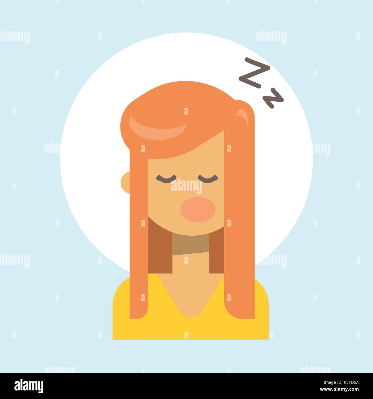 Female Sleeping Emotion Profile Icon, Woman Cartoon Portrait Happy ...