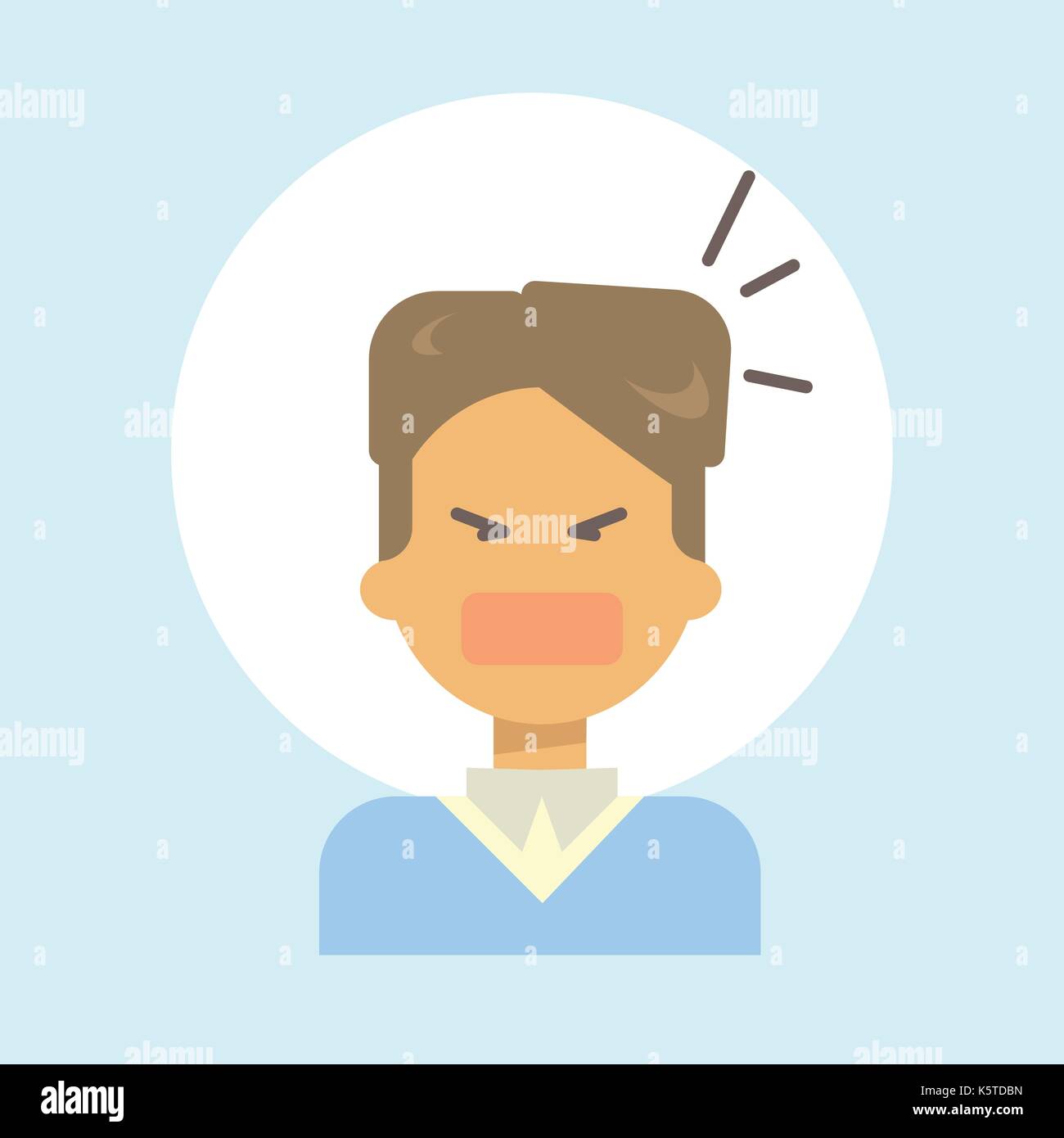 Male Screaming Emotion Profile Icon, Man Cartoon Portrait Face Stock ...