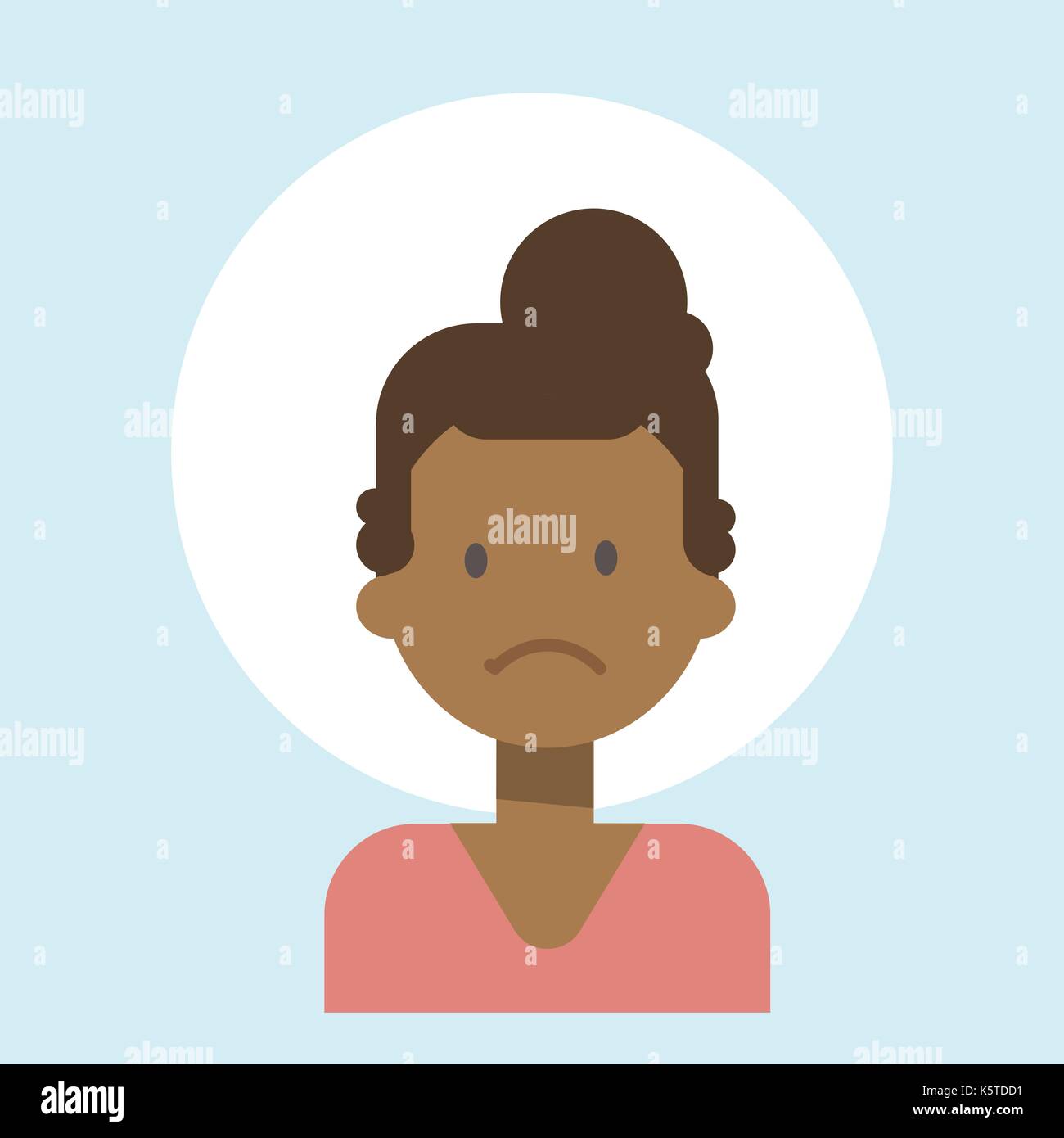 African American Female Sad Emotion Profile Icon, Woman Cartoon ...