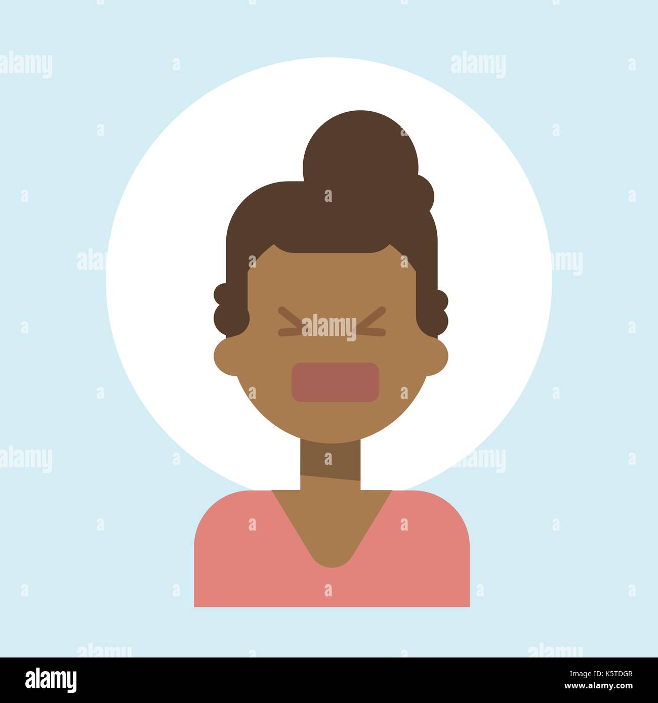 African American Female Screaming Emotion Profile Icon, Woman Cartoon ...