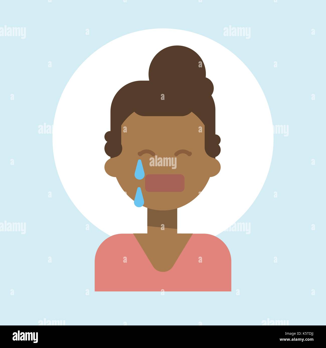 African American Female Cry Emotion Profile Icon, Woman Cartoon ...