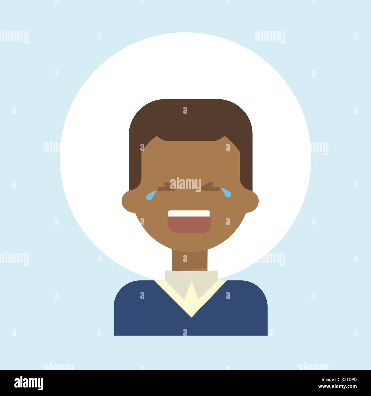 African American Male Cry Emotion Profile Icon, Man Cartoon Portrait ...