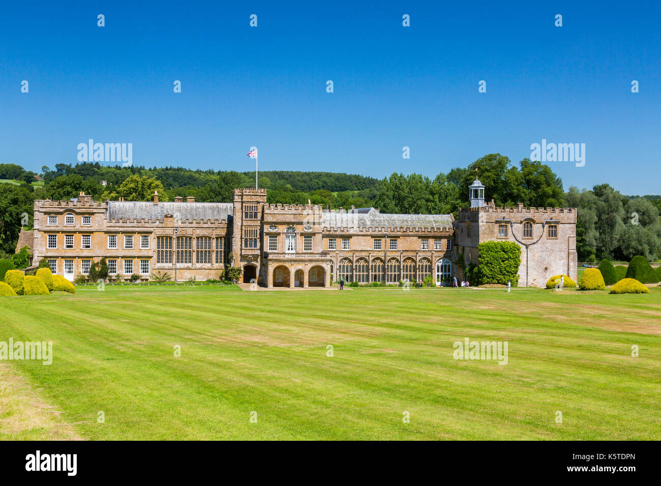 The front facade of Forde Abbey, a former Cistercian monastery near ...