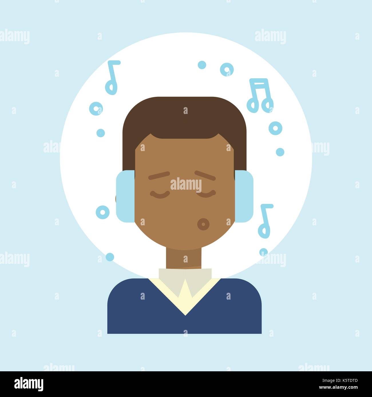 African American Male Listening Music Emotion Profile Icon Man Cartoon