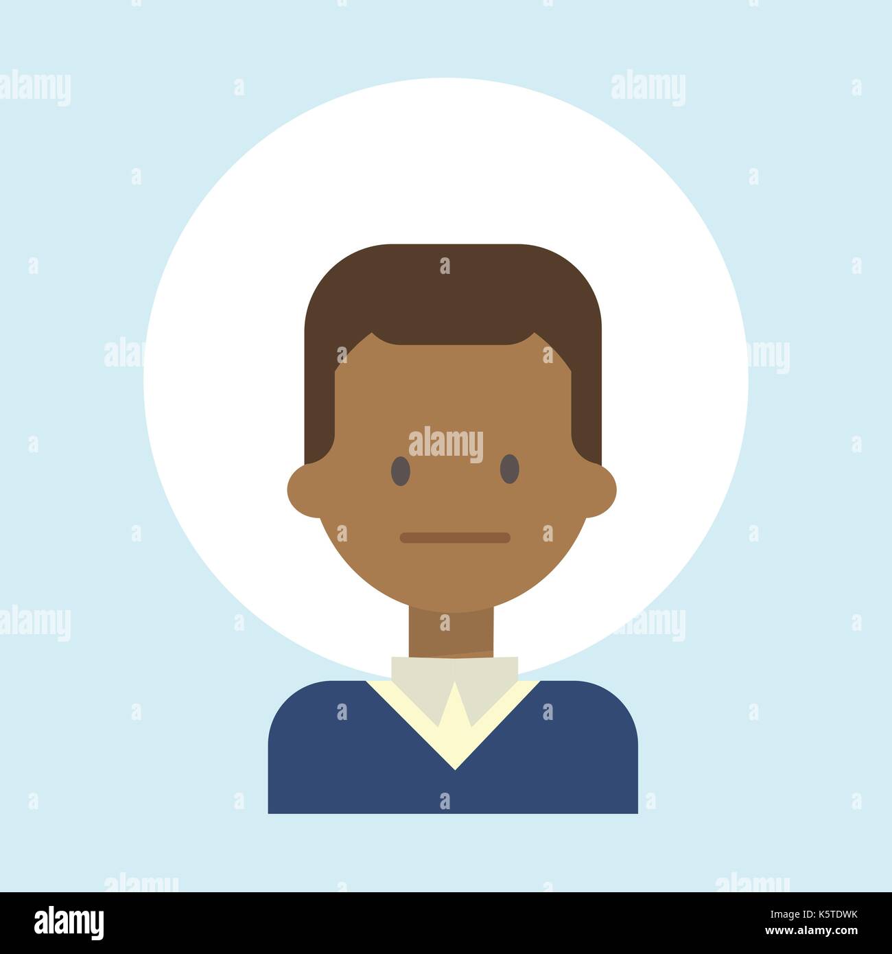 African American Male Neutral Emotion Profile Icon, Man Cartoon ...