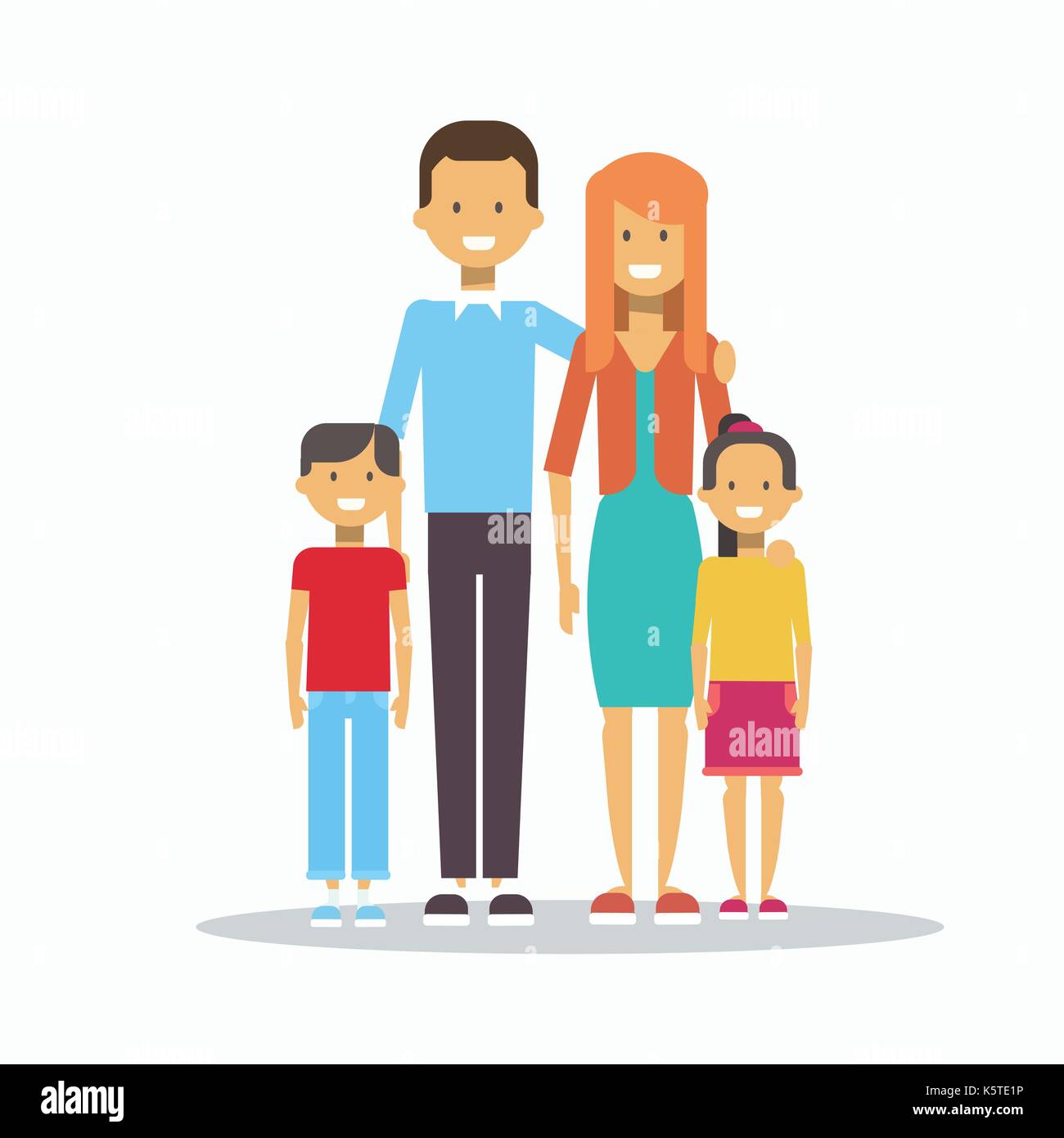 Family Happy Smiling Parents With Two Kids Embracing Isolated Stock ...