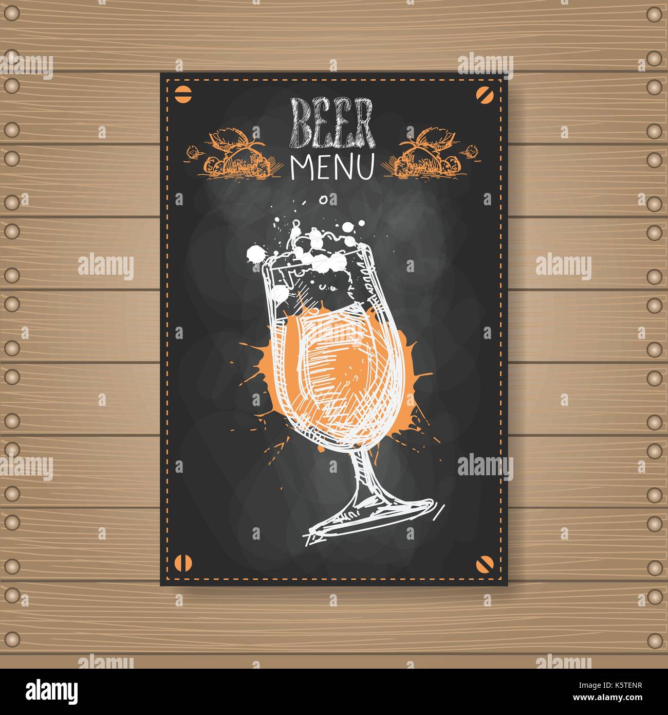 Beer Menu Design For Restaurant Cafe Pub Chalked On Wooden Textured ...
