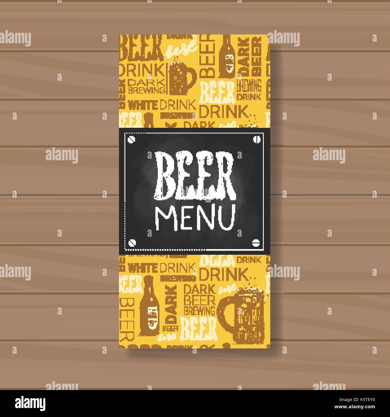 Beer Menu Design For Restaurant Cafe Pub Chalked On Wooden Textured ...