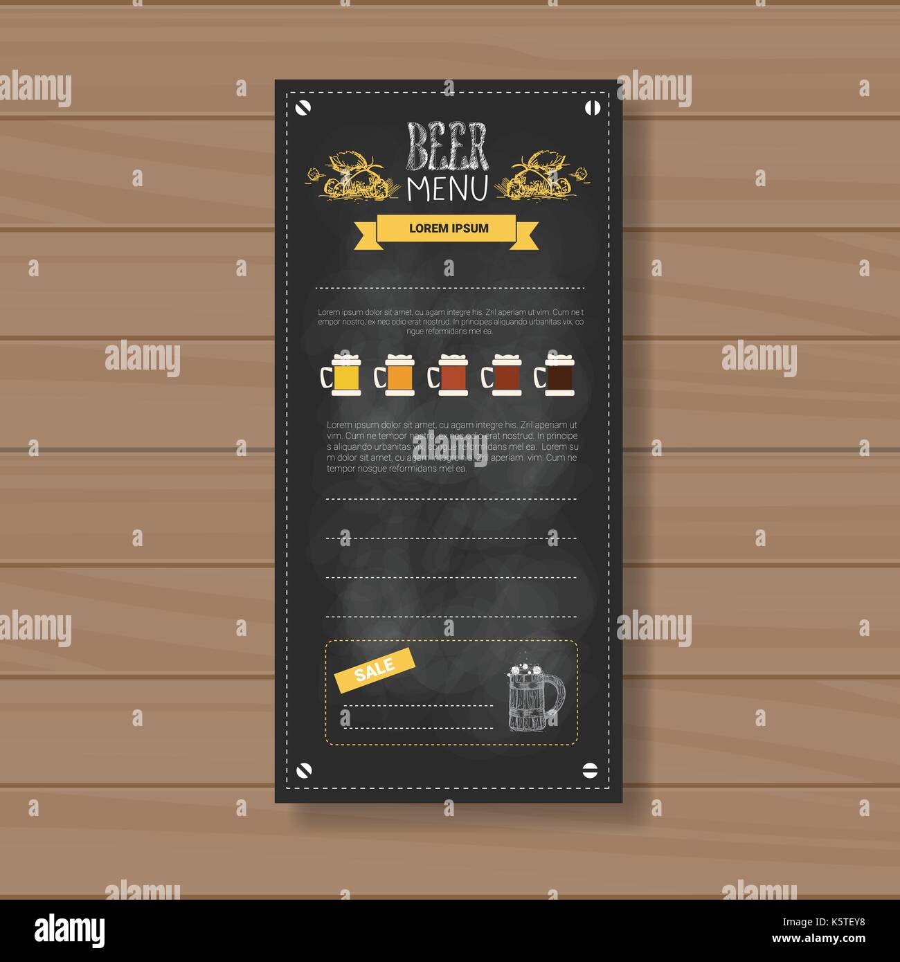Beer Menu Design For Restaurant Cafe Pub Chalked On Wooden Textured ...