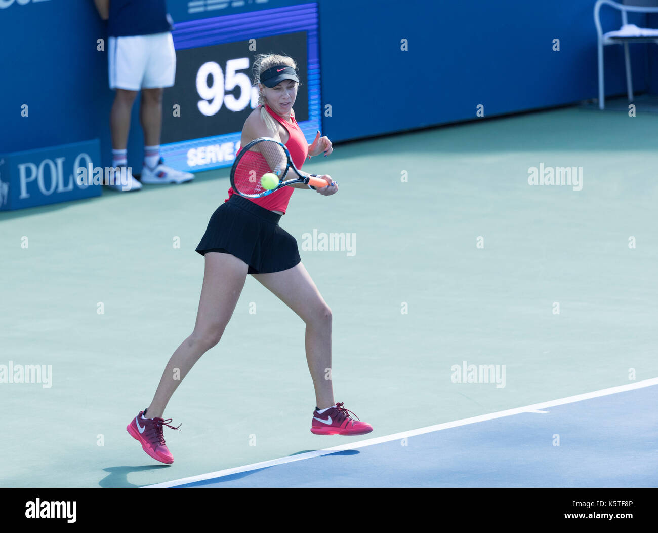 New York, NY USA - September 9, 2017: Amanda Anisimova of USA retruns ...