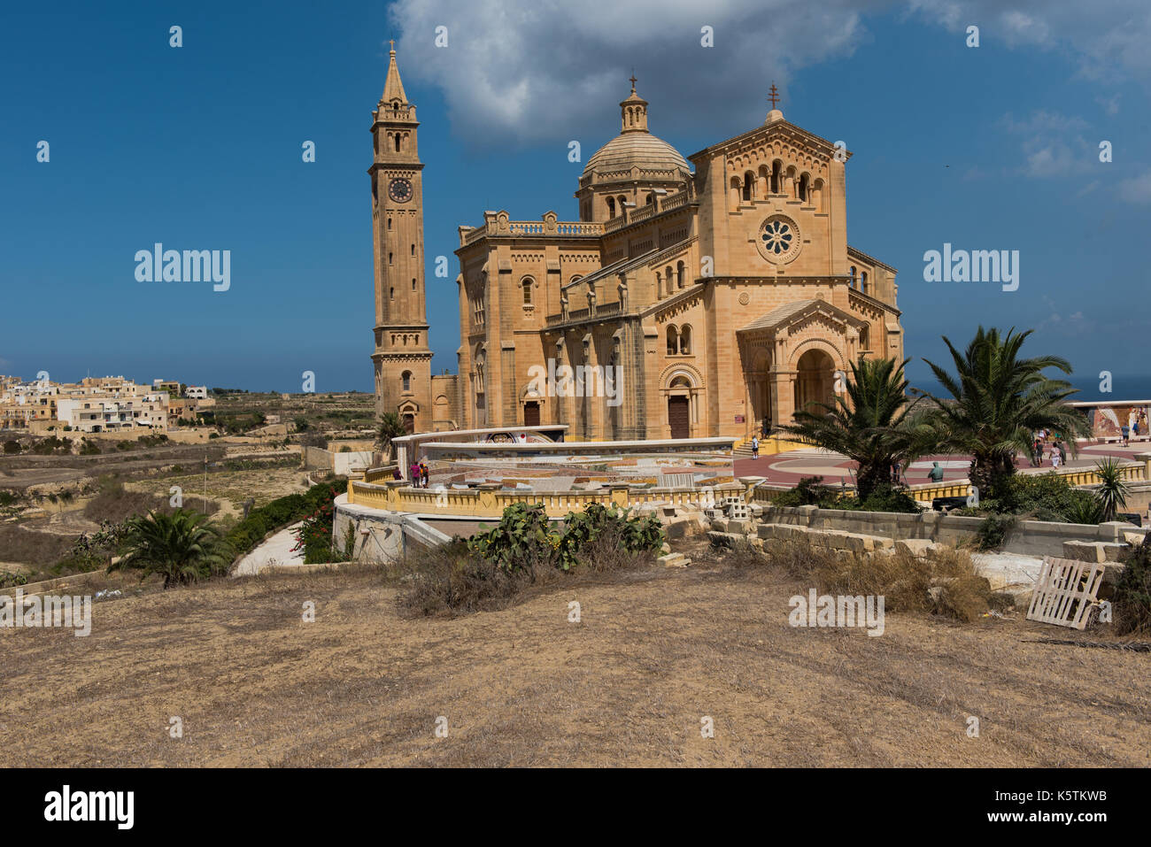 GHARB, GOZO, MALTA - AUGUST 22, 2017: The neo romanesque church of Ta ...