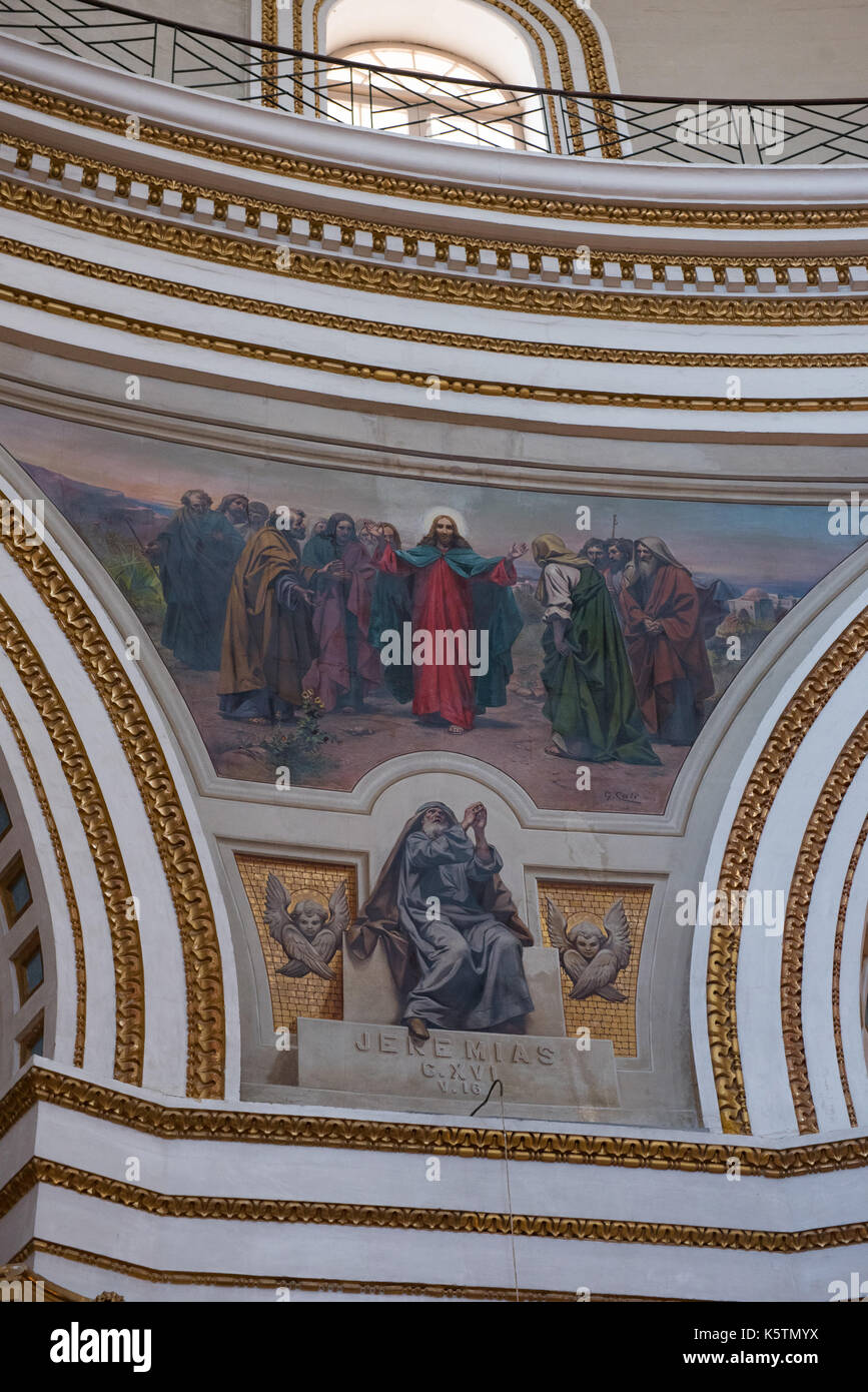 MOSTA, MALTA - AUGUST 21, 2017: The dome of the Rotunda of Mosta ...