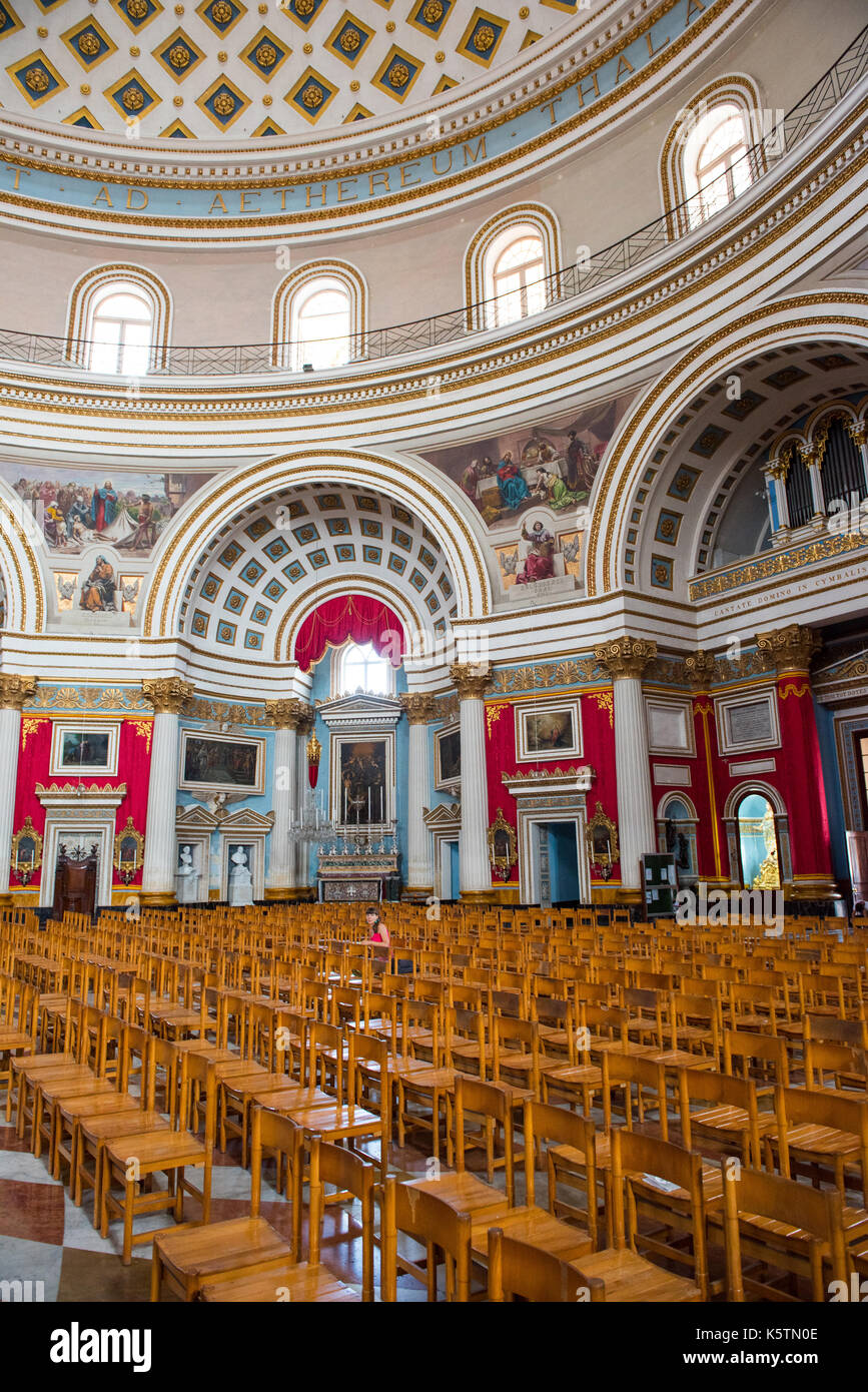MOSTA, MALTA - AUGUST 21, 2017: The dome of the Rotunda of Mosta ...