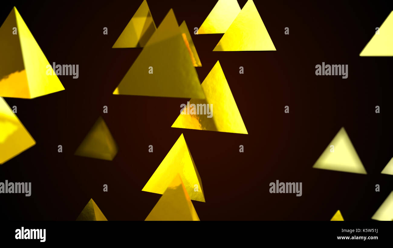 Abstract background with golden pyramids. Digital backdrop Stock Photo ...