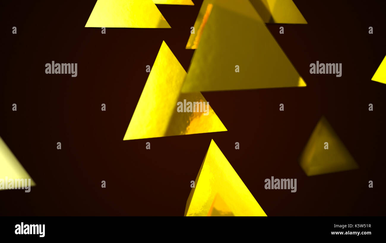 Abstract background with golden pyramids. Digital backdrop Stock Photo ...