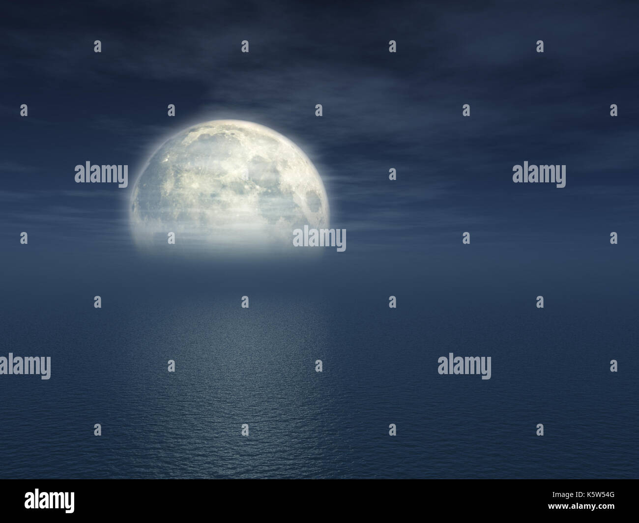 Night scene full moon reflected hi-res stock photography and images - Alamy