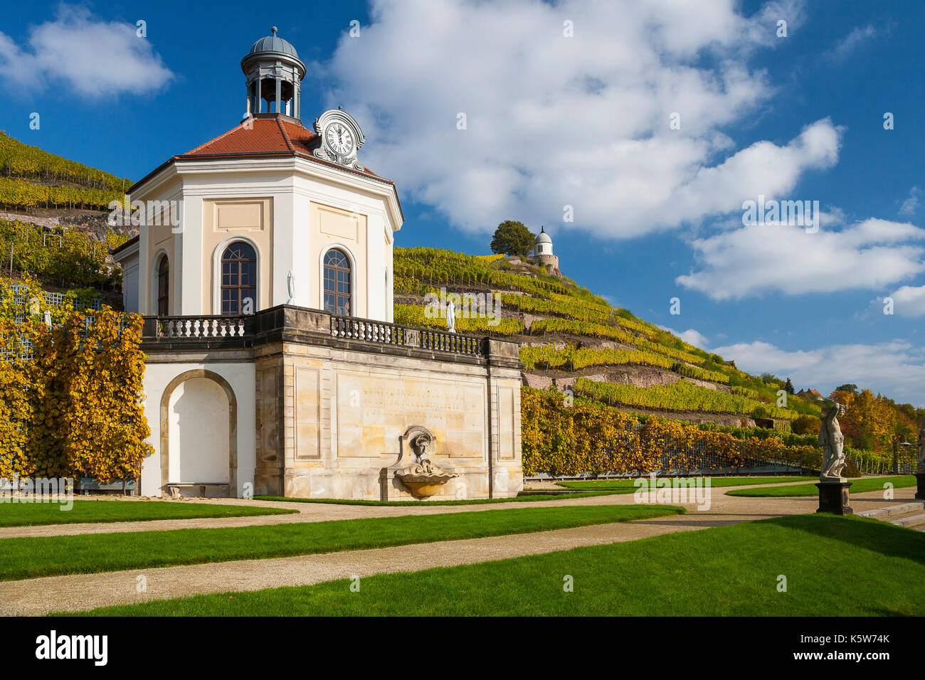 Belvedere with view to the Jacobstein, Wackerbarth Castle, Radebeul ...