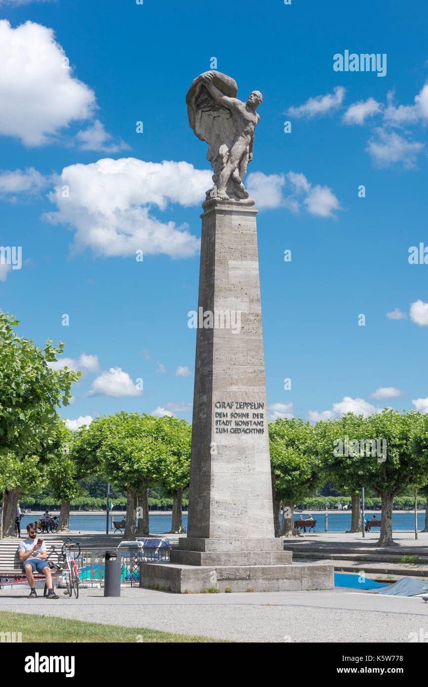 Monument to Count Zeppelin in his birthplace, Constance, Baden ...