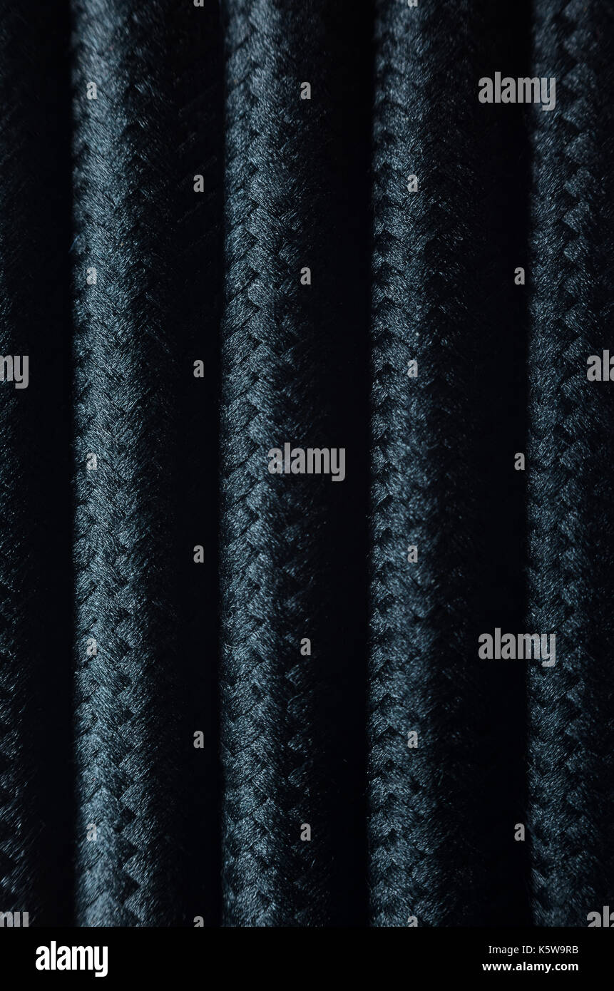 Wires in Black Textile Braid Background. Texture of Black Cables Stock ...